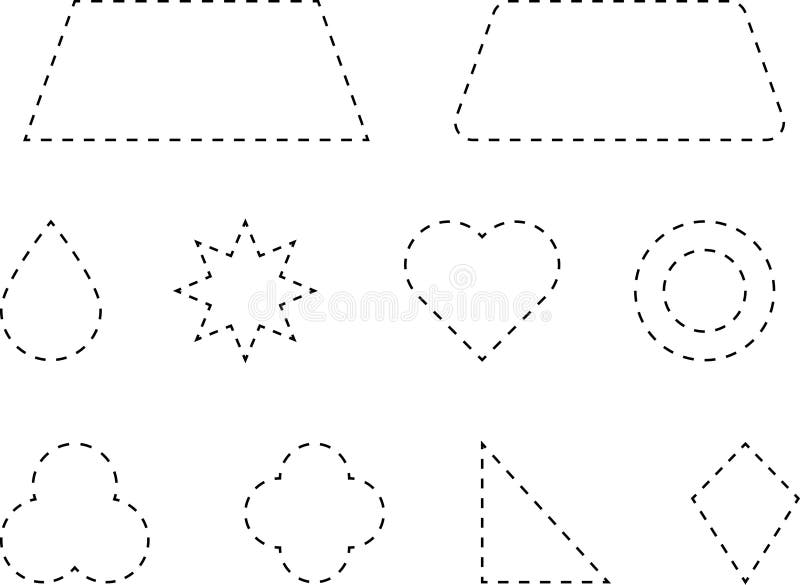 Dashed Line Basic Geometric Shapes. Dashed Outline Icon of Cut Frame ...