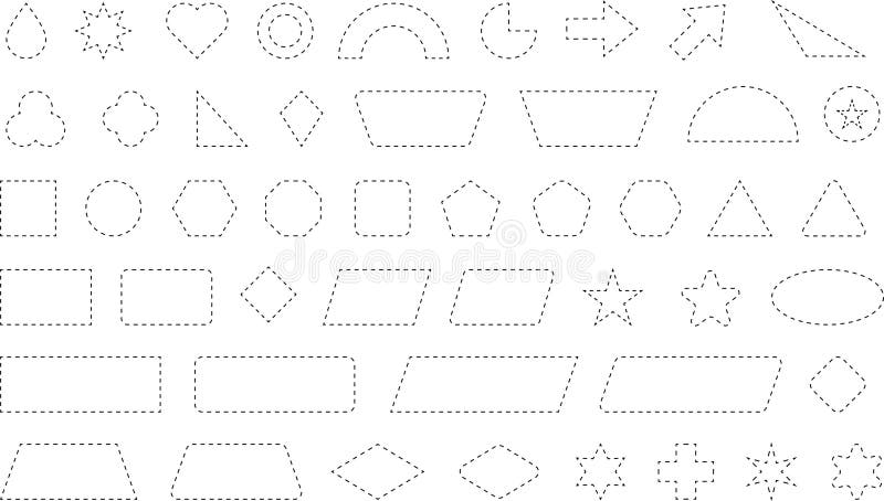 Dashed Line Basic Geometric Shapes. Dashed Outline Icon of Cut Frame ...