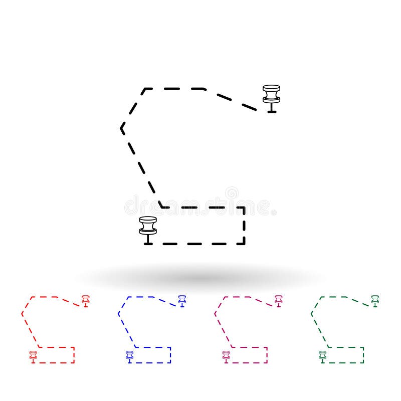 Dashed Line between Pins Multi Color Icon. Simple Thin Line, Outline ...