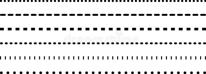 Dashed Line Sticker. Dotted Divider. Set of Dashed Straight Lines of Different Styles. Dashed ...