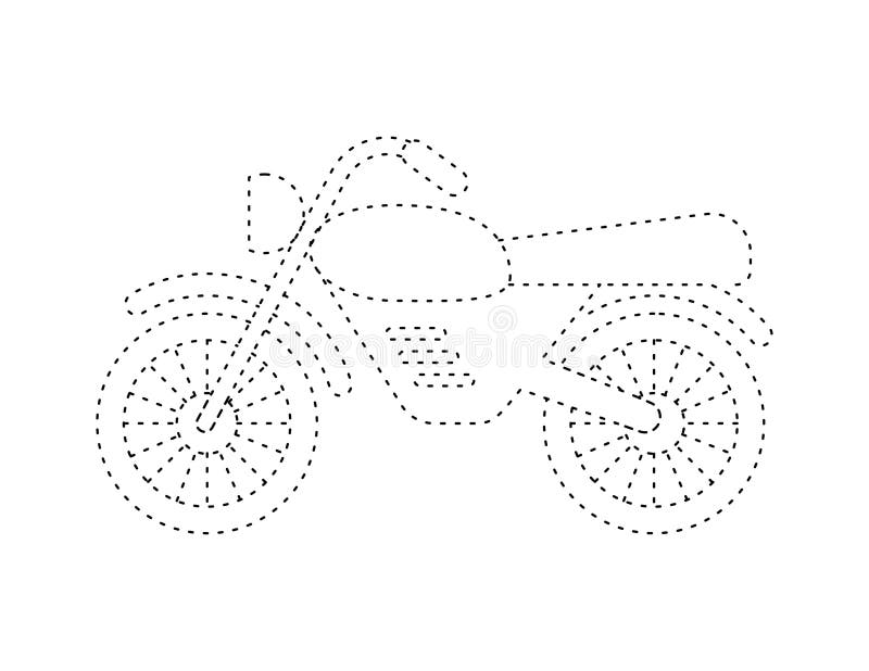 Dashed Motorcycle Outline for Coloring Book Template, Motorcycle ...