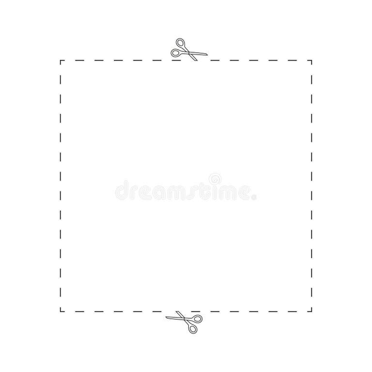 Dashed Rectangle Shape with Scissors. Cutting Outline Shape Stock ...