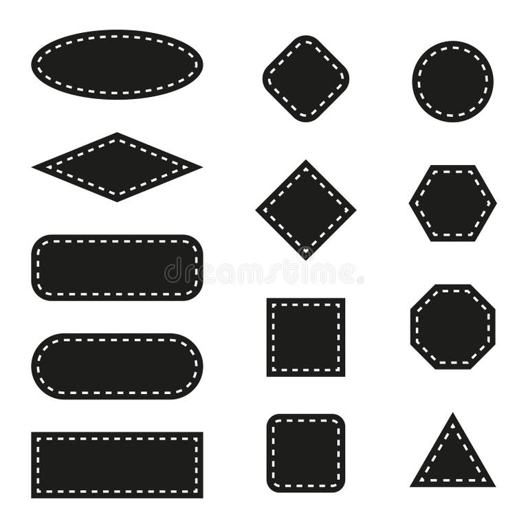 Dashed Shapes. Geometric Vector Icons. Black and White Pattern. Diverse ...