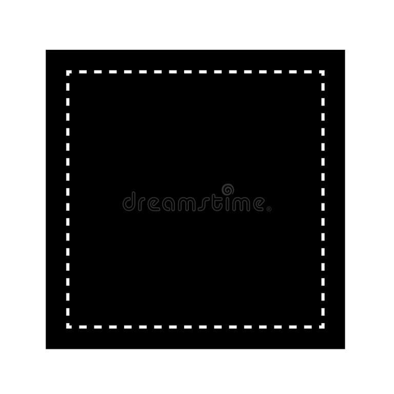 Dashed Square Icon. Black Rectangle Symbol. Border Frame Vector ...