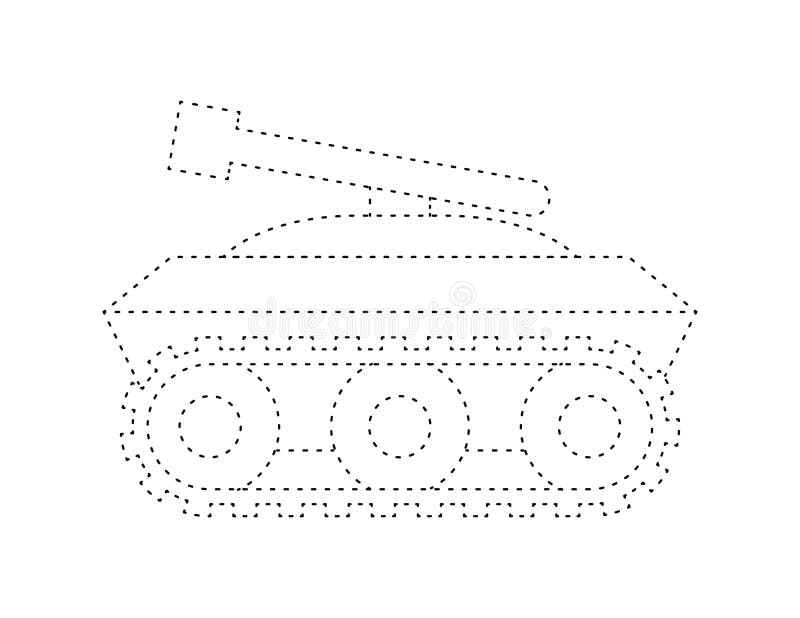 Dashed Tank for Coloring Book Template, Tank Illustration for Kid ...