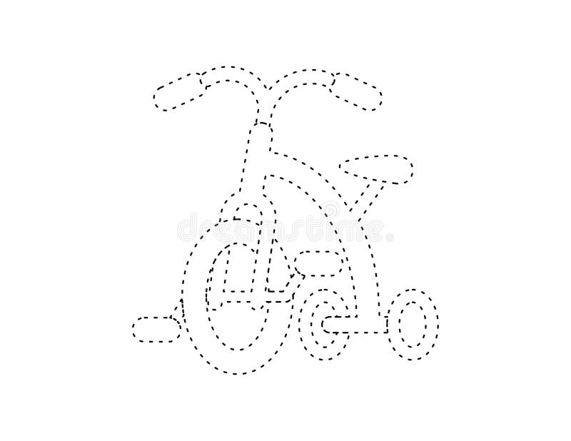 Dashed Tricycle for Coloring Book Template, Children Tricycle ...