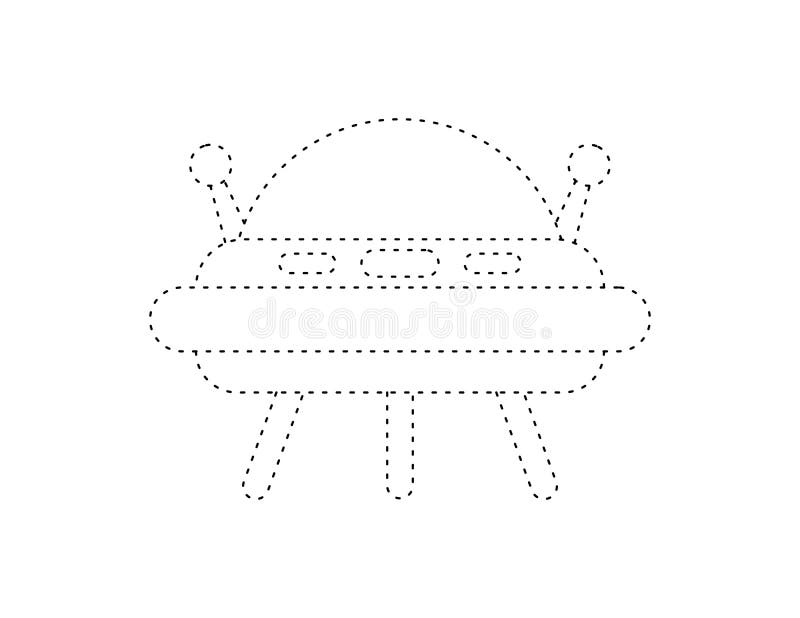Dashed Ufo for Coloring Book Template, Ufo Illustration for Kid ...