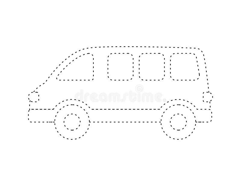 Dashed Van for Coloring Book Template, Van Car Illustration for Kid ...