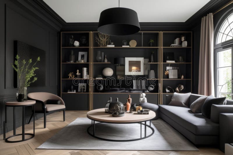 A Dashingly Styled Room with Sleek Built-in Storage, a Dramatic Play of ...