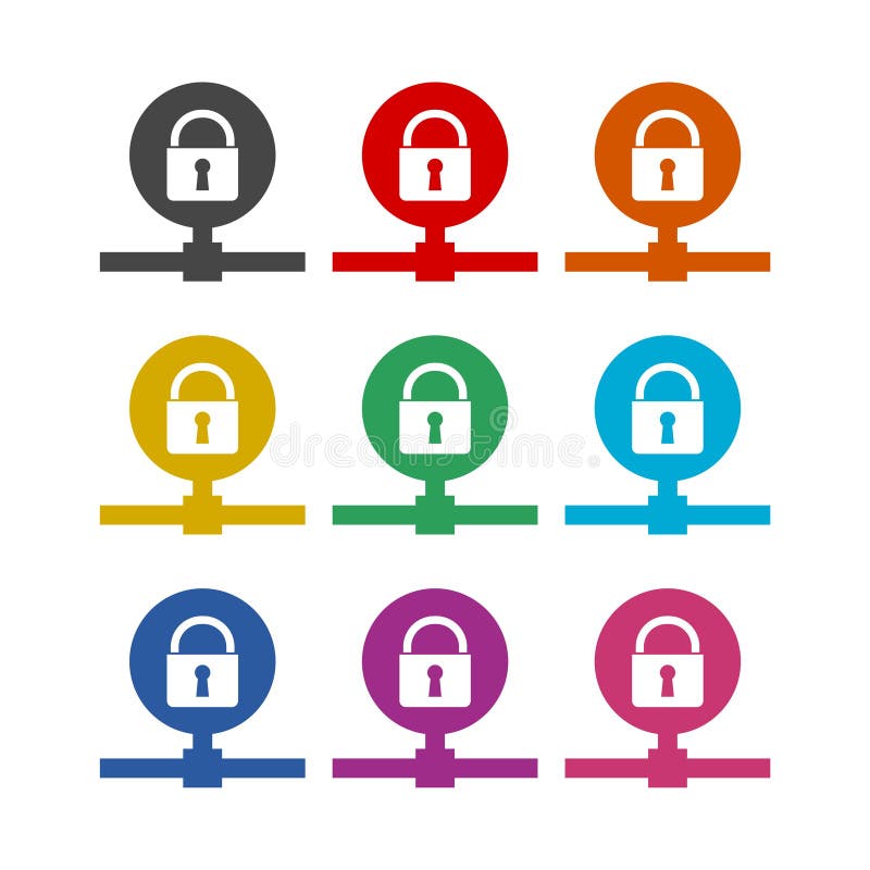 Data Access Icon or Logo, Password Concept, Color Set Stock Vector ...