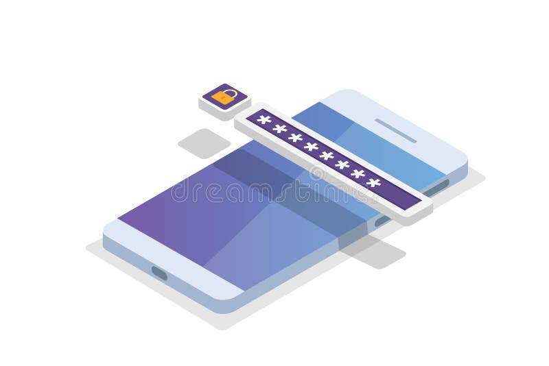 Data Access, Password Isometric Concept. Login Form on Screen Stock ...