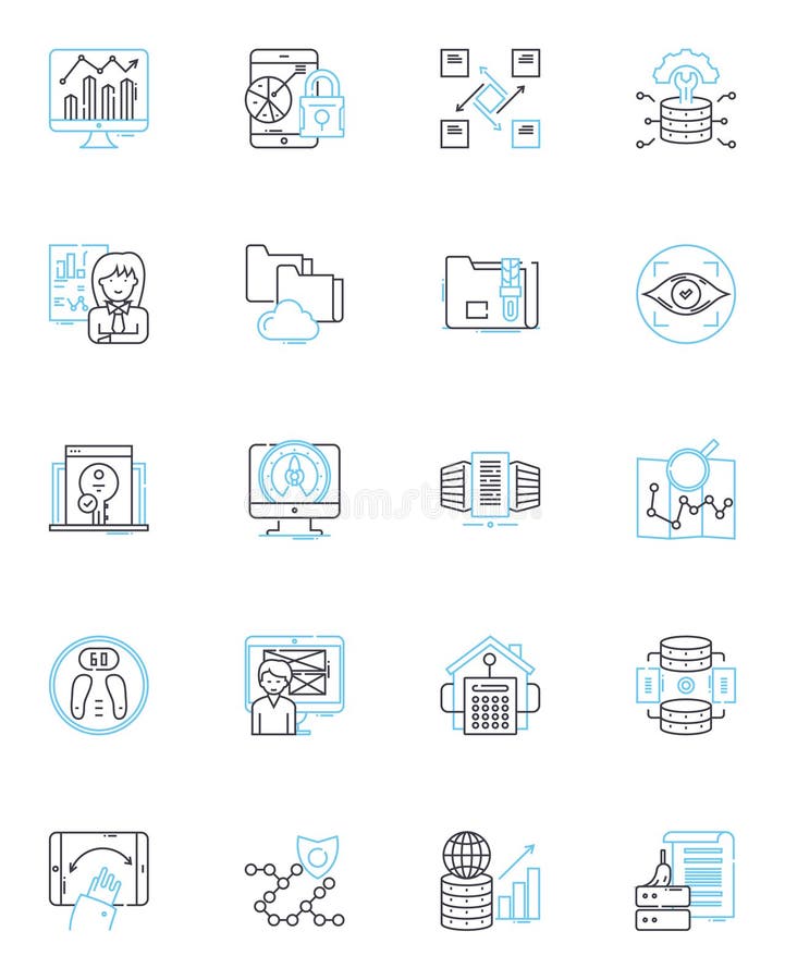 Data Administration Linear Icons Set. Management, Organization, Control ...