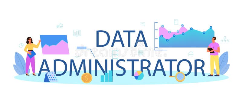 Data Administrator Typographic Header. Female and Male Character Stock ...