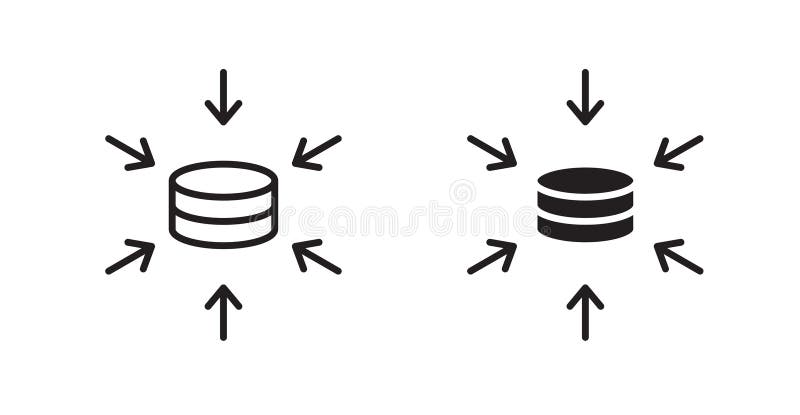 Data Aggregation Thin Line Vector Icon Set Stock Vector - Illustration ...