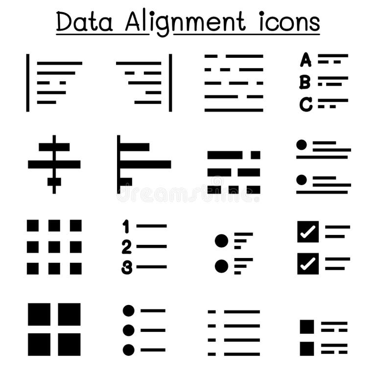Data Alignment & Text Formatting Icons Stock Vector - Illustration of ...