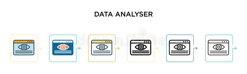 Data Analyser Vector Icon in 6 Different Modern Styles. Black, Two ...
