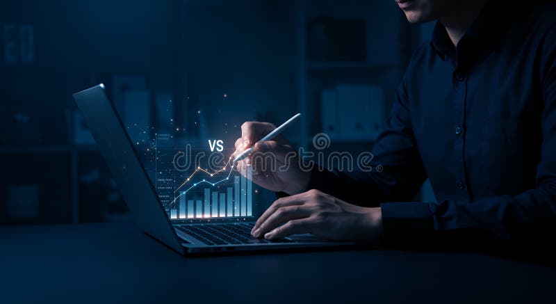 Data Analysis, Business Growth Comparison, Strategic Planning, Laptop ...