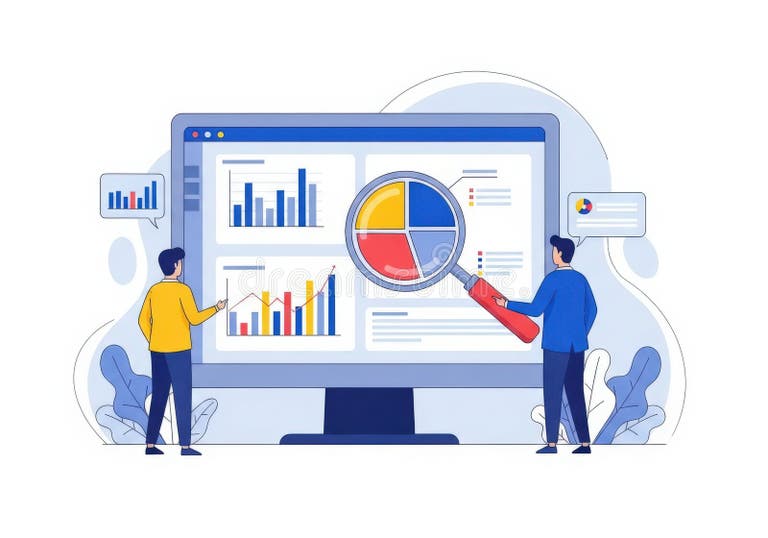 Data Analysis and Business Intelligence Dashboard with Charts and Graphs on Screen Stock ...