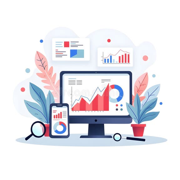 Data Analysis and Business Intelligence Illustration with Charts and ...