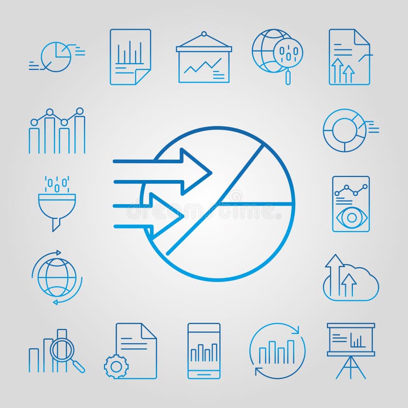 Data Analysis, Business Strategy and Investment, Gradient Blue Icons ...