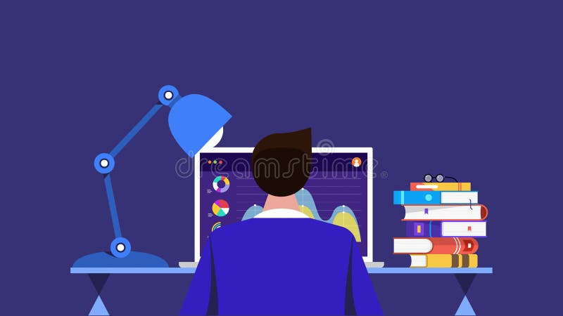Data Analysis Cartoon Animation Man Using a Laptop, Data Analyzing ...
