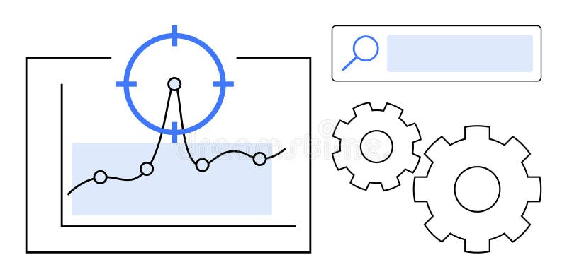 Data Analysis with Chart, Search Bar, and Gears Representing ...