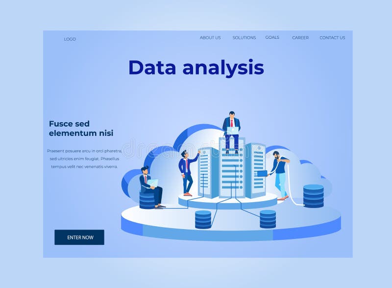 Data Analysis and Cloud Database Landing Page Stock Vector ...