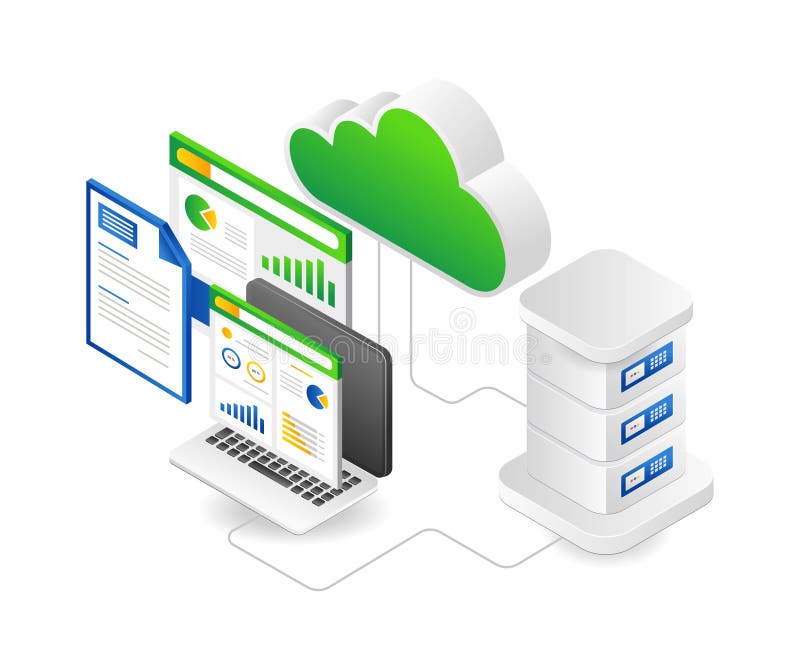 Data Analysis Cloud Server Hosting Stock Illustration - Illustration of ...