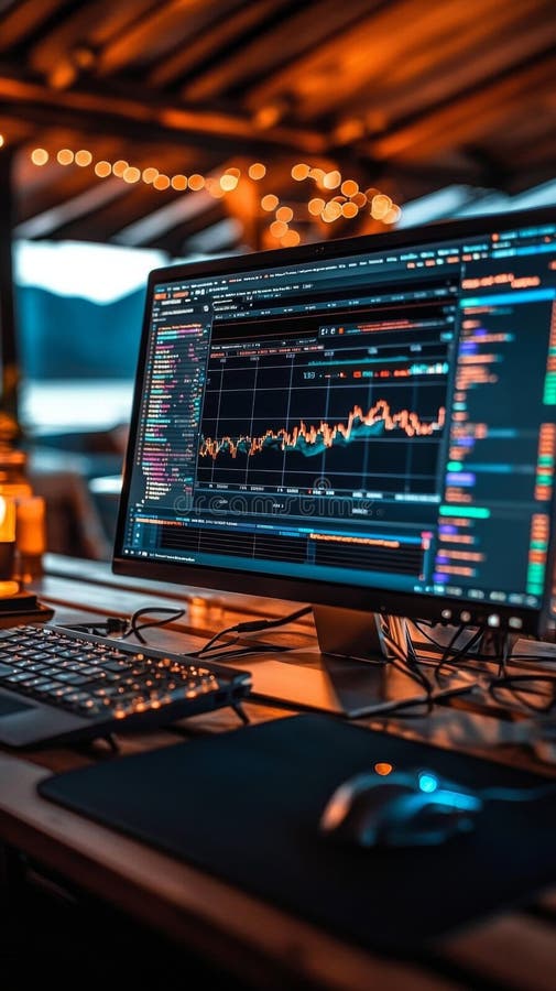 Data Analysis and Coding Occurring in a Cozy Workspace at Nighttime ...