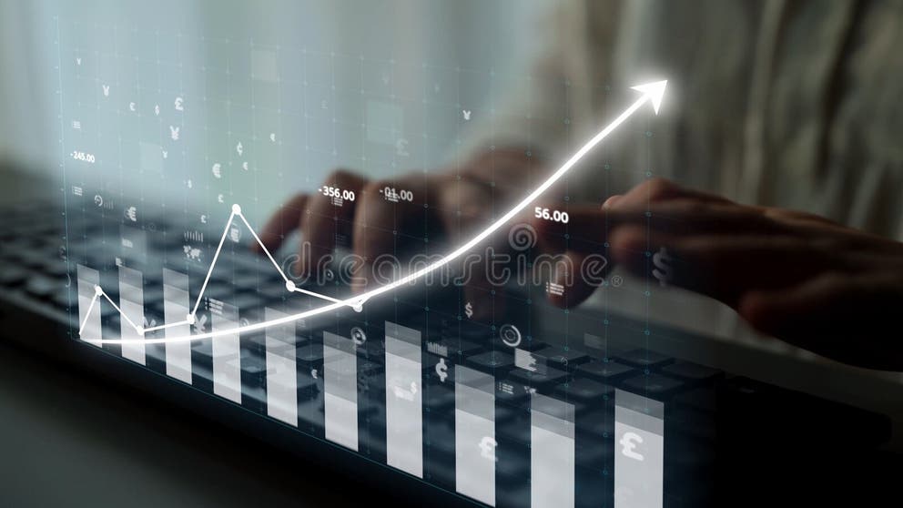 Data Analysis on Computer Keyboard with Upward Trend Graph and ...