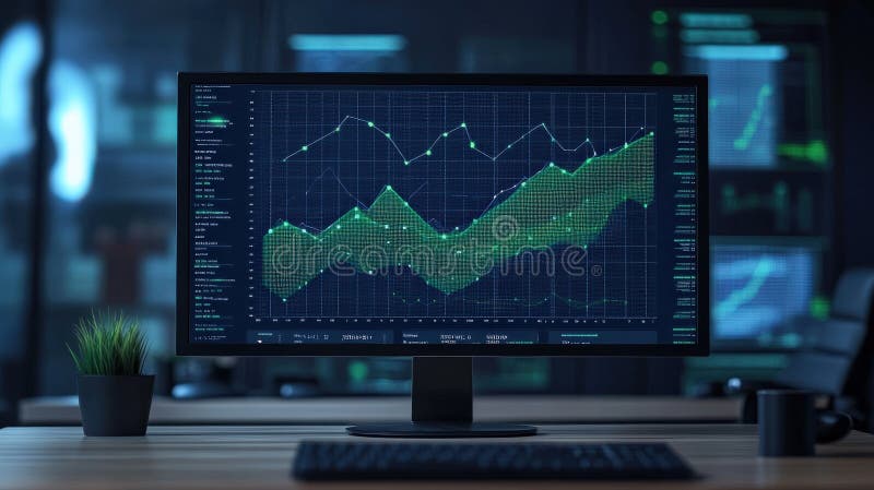 Data Analysis on Computer Screen Stock Illustration - Illustration of ...