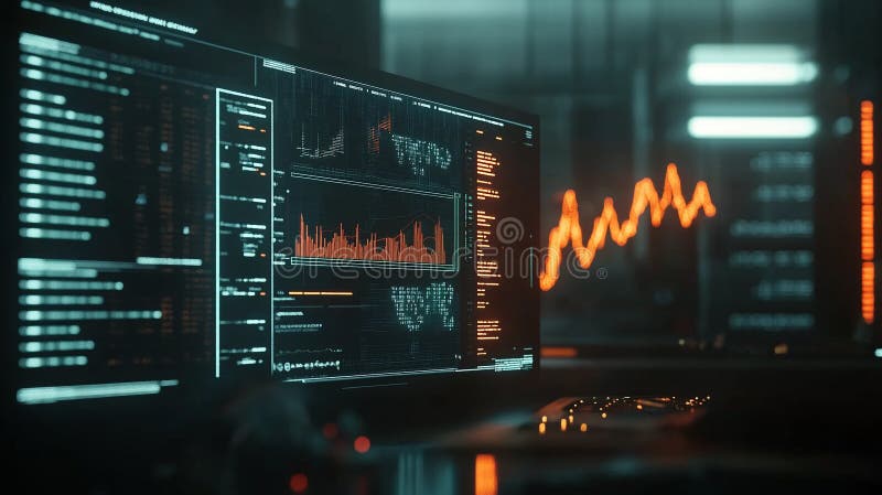 Data Analysis on a Computer Screen Displaying Financial Trends in a Modern Workspace Generative ...