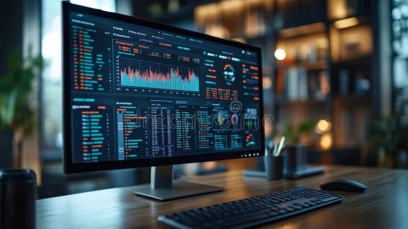 Modern Computer Monitor Displaying Detailed Data Analytics Graphs Stock Photos - Free & Royalty ...