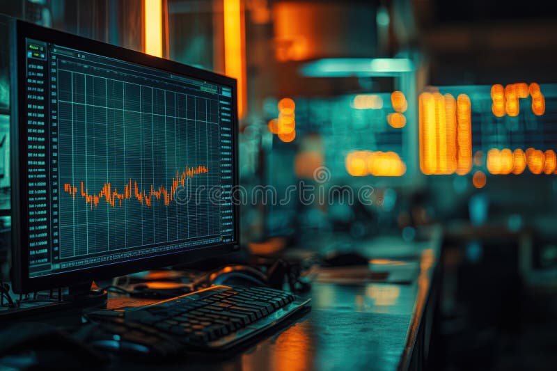 Data Analysis on Computer Screen with Vibrant Colors and Graphs Stock ...