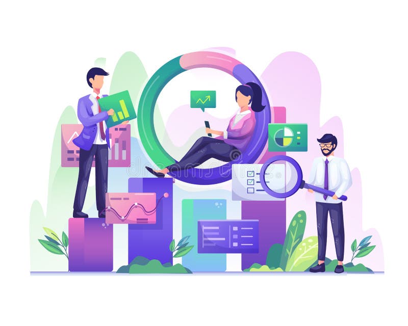 Data Analysis Concept with Character People Works with Charts and ...