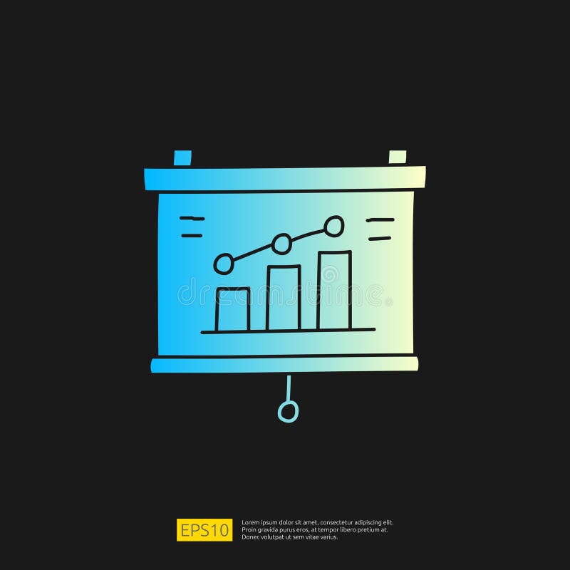 Data Analysis Concept Doodle Gradient Glyph Icon with Magnifier and ...