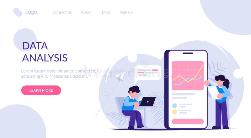 Data Analysis Concept. Man and Woman Work with Big Data. Analyzing Data ...