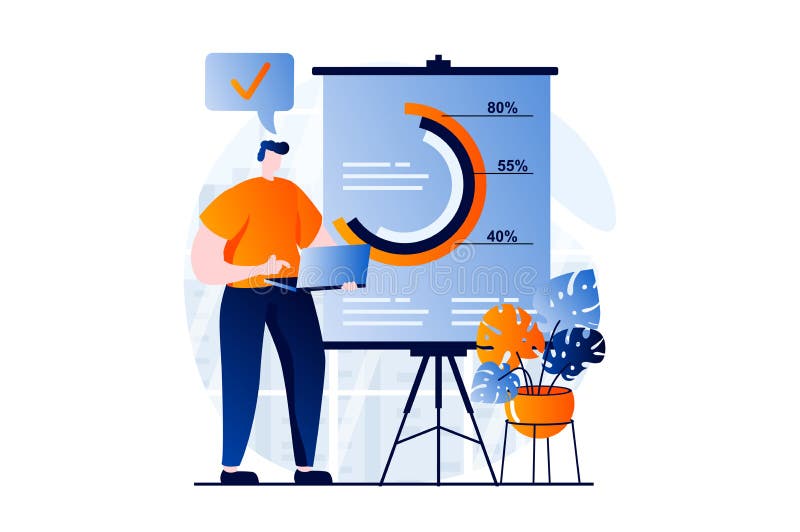 Data Analysis Concept with People Scene in Flat Cartoon Design. Stock ...