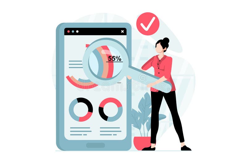 Data Analysis Concept with People Scene in Flat Design. Stock Vector ...