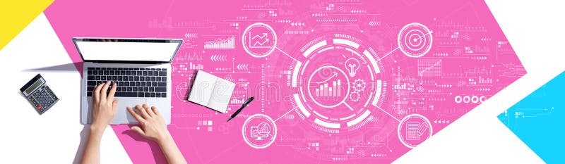 Data Analysis Concept with Person Using a Laptop Stock Illustration ...
