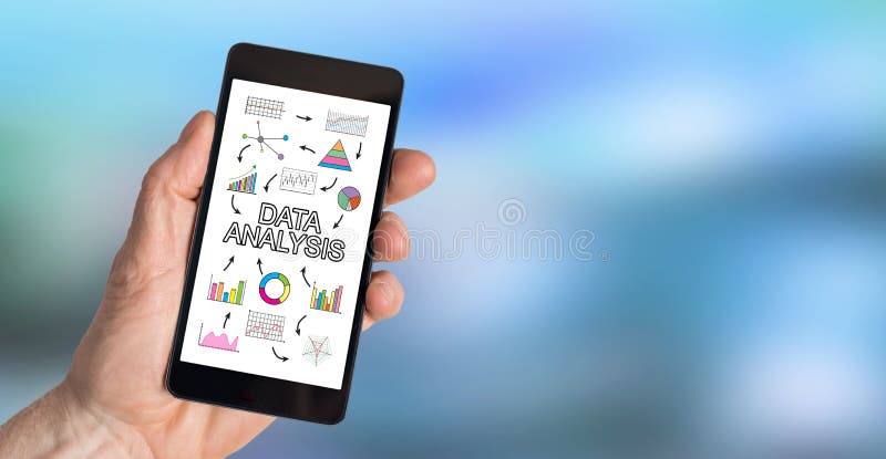 Data Analysis Concept on a Smartphone Stock Image - Image of graph ...