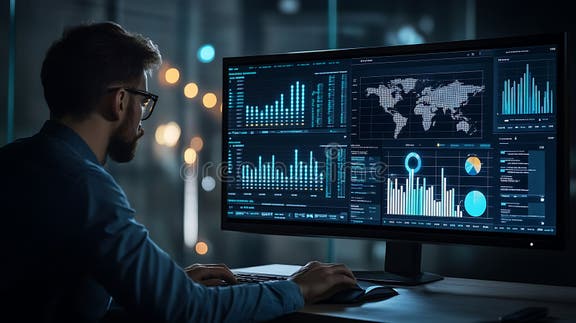 Data Analysis Dashboard Analytics Business Intelligence Big Data Visualization Monitor Graphs ...