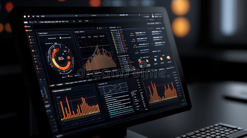 Data Analysis Dashboard on Computer Screen Stock Illustration ...
