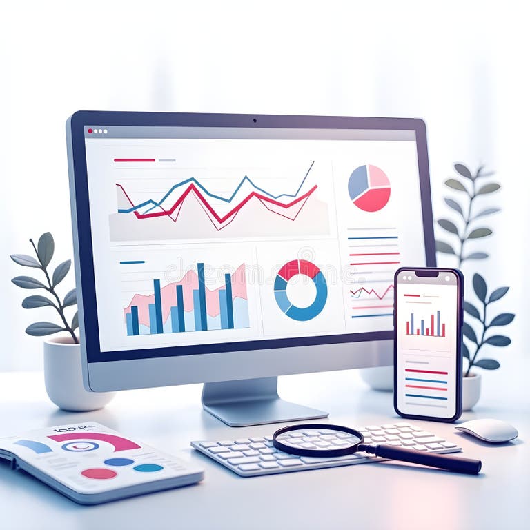 Data Analysis Dashboard on Computer Screen with Charts and Graphs for ...
