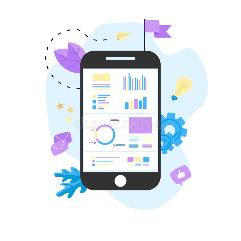 Data Analysis Design Concept. Graph, Diagram, Statistics on Smartphone ...