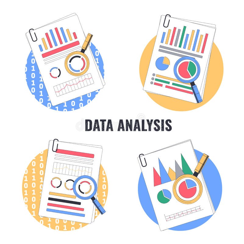 Data Analysis Digital Analytics Market Research Vector Stock ...