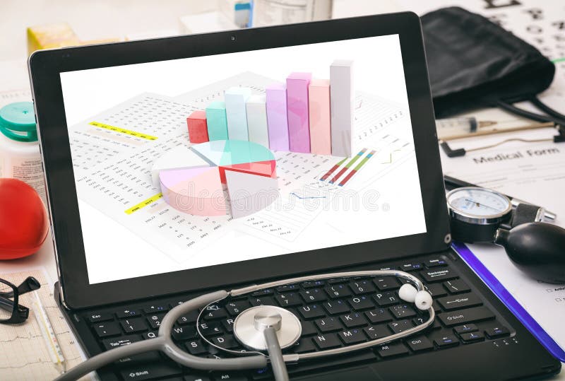 Data Analysis on a Doctor`s Computer Screen Stock Photo - Image of ...