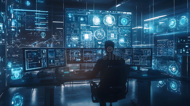 Data Analysis Event High-tech Control Room Digital Interface Futuristic ...