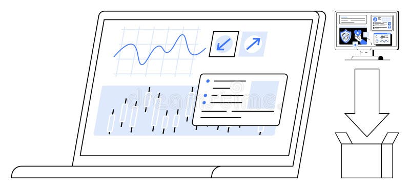 Data Analysis and Export on Laptop with Charts and Insights Displayed Stock Vector ...