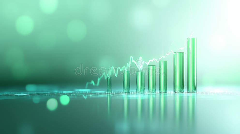 Data Analysis Graph Chart on Green and White Background Illustrating ...